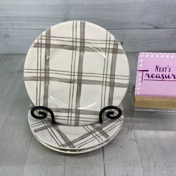 Pier 1 | Dining | Pier Linen Check Gray Check Plaid Ironstone Round 9 ...